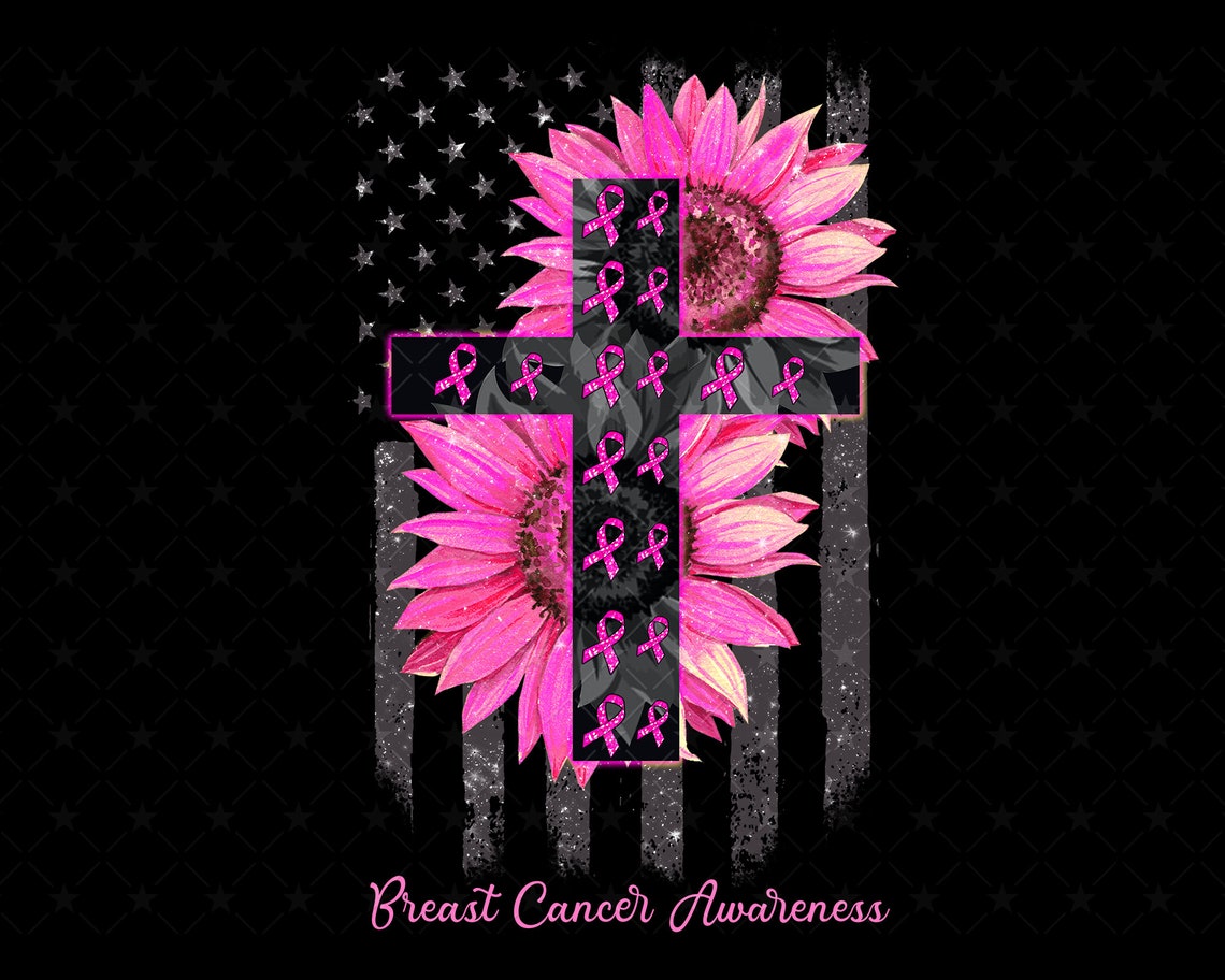 Cross Sunflowers Breast Cancer Awareness Pink Ribbon Cancer Etsy