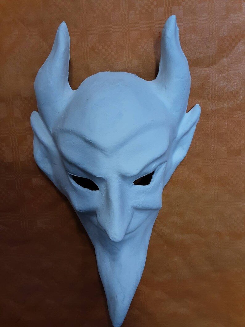 Devil White Venetian Mask to Paint in Papier-mâché, Devil Mask ...