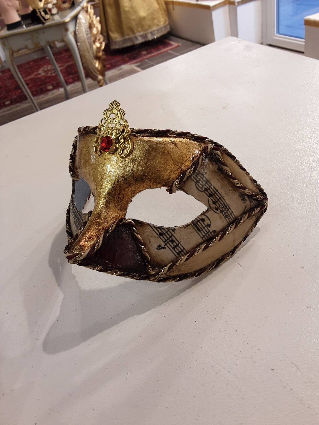 Original Venetian Mask, Papier-mâché Dove, Gold-silver Leaf and ...