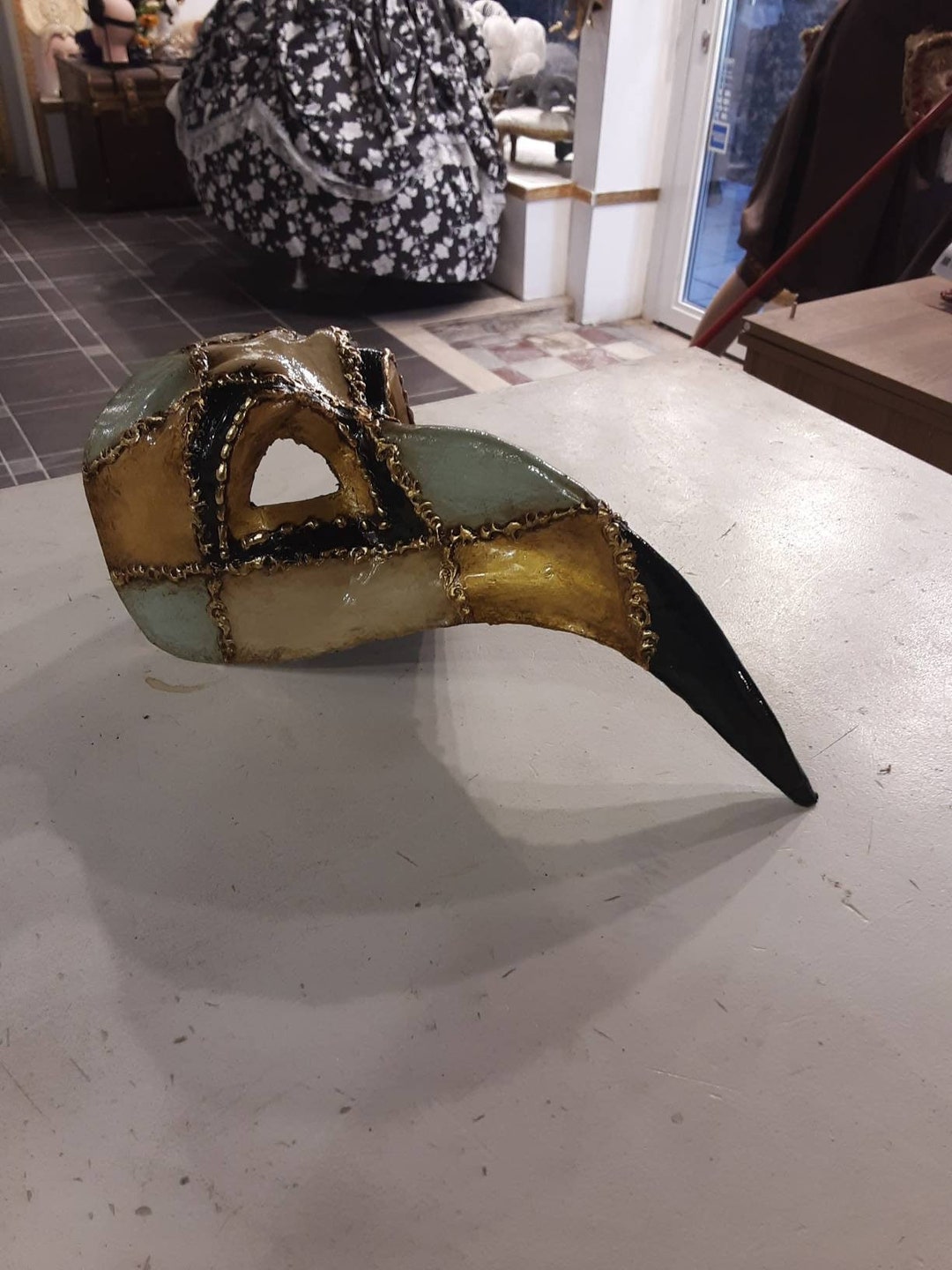 Venetian Mask Turkish Nose Plague Doctor Commedia Dell Arte in Macrame ...