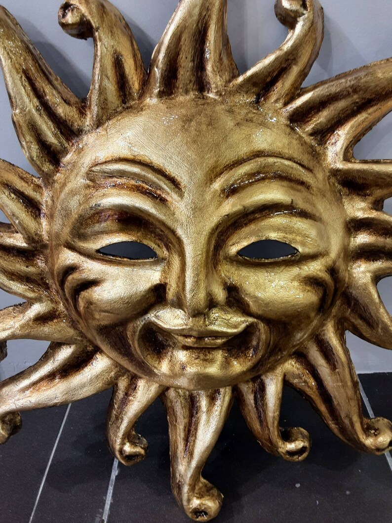 Sun Original Venetian Make Mask Handmade Gold Leaf Venetian | Etsy