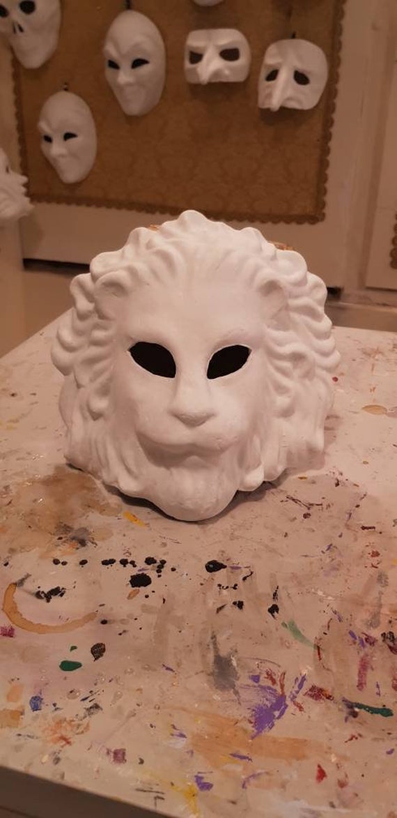 Venetian Mask White Lion Unisex to Paint in Papier-mâché Hand - Etsy