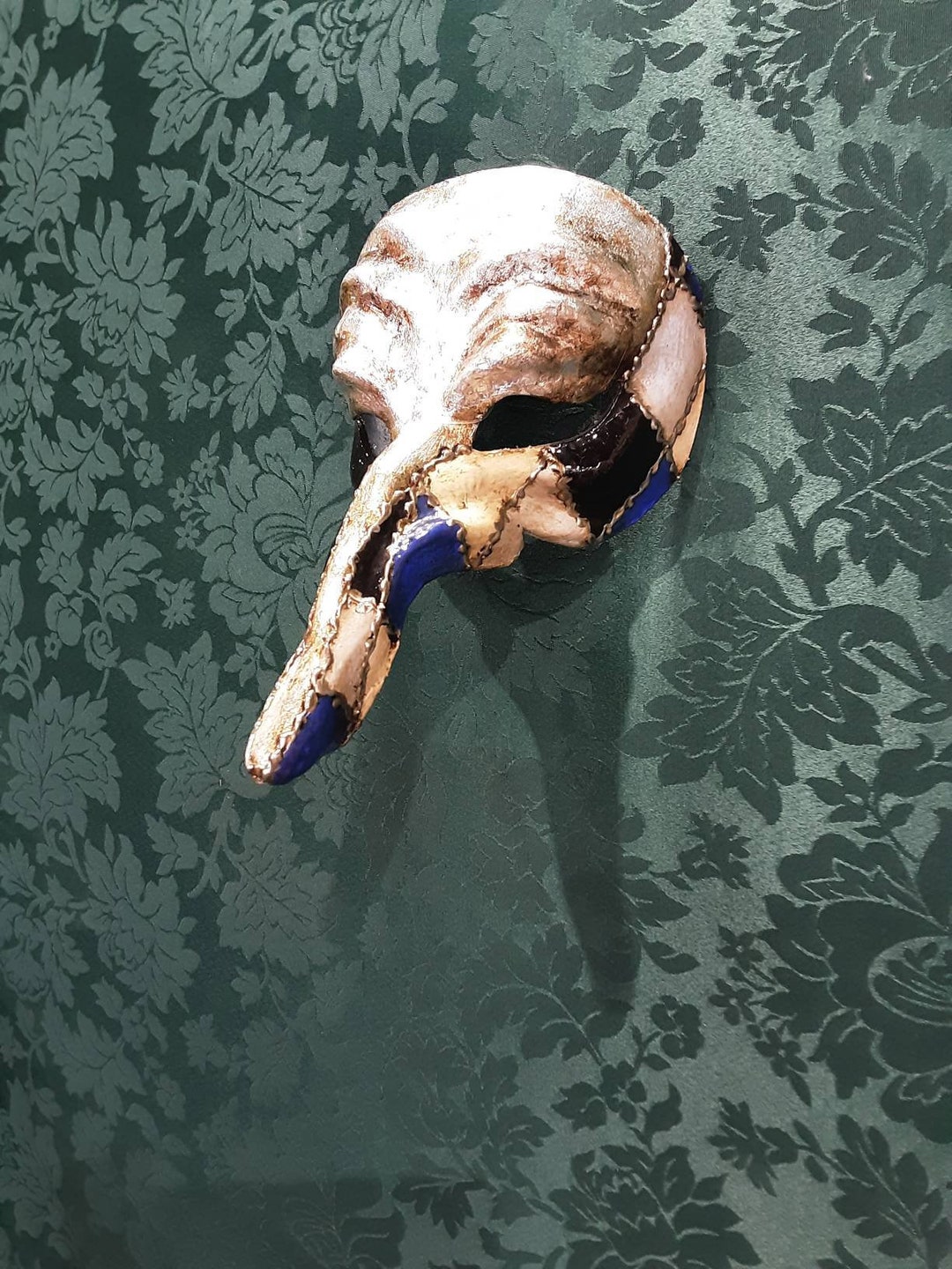 Venetian Mask Zanni Nose in Papier-mâché, Handmade With Silver Leaf ...