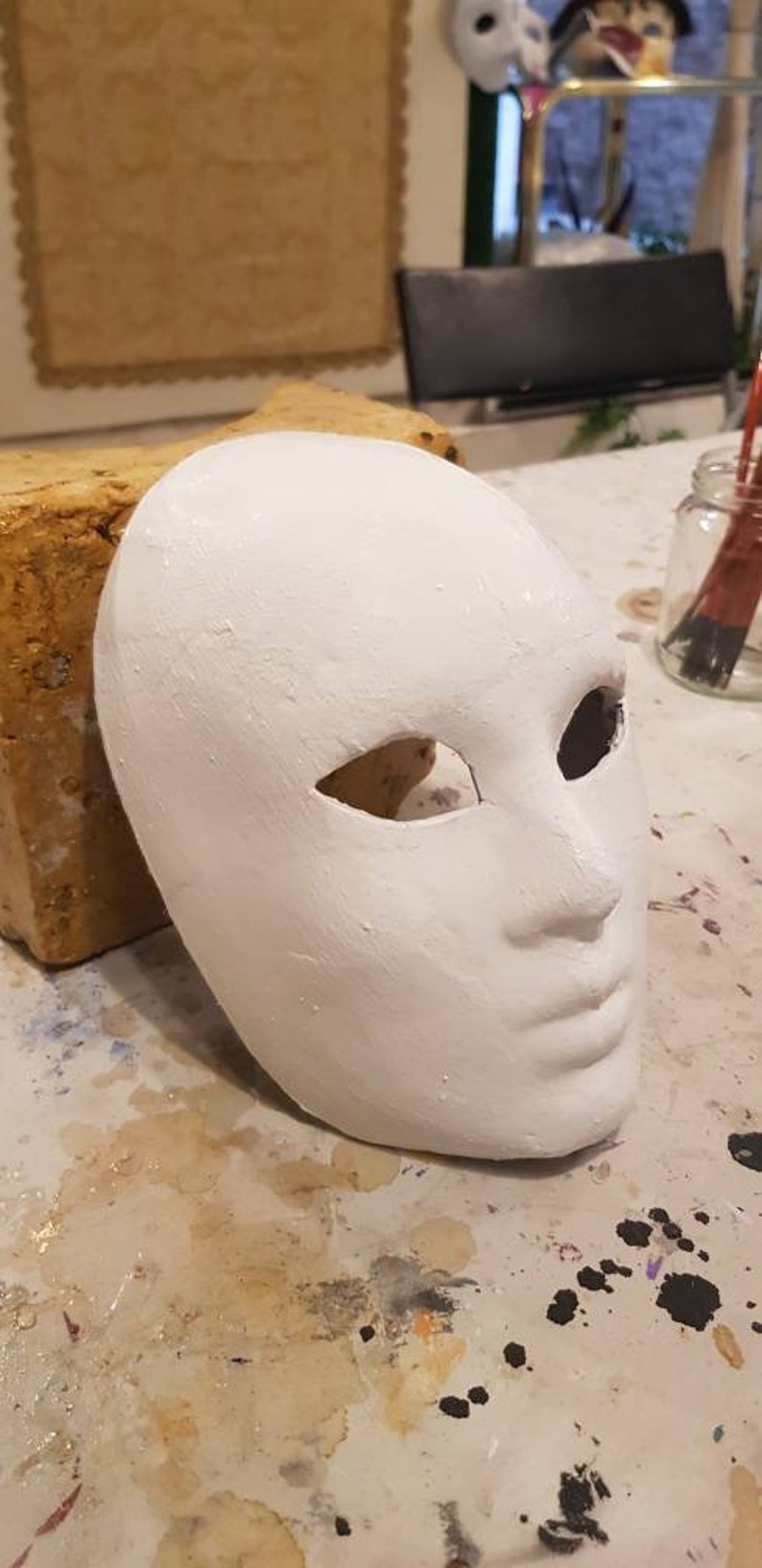 2 Venetian Masks Colombina Full Face in Papier-mâché White - Etsy