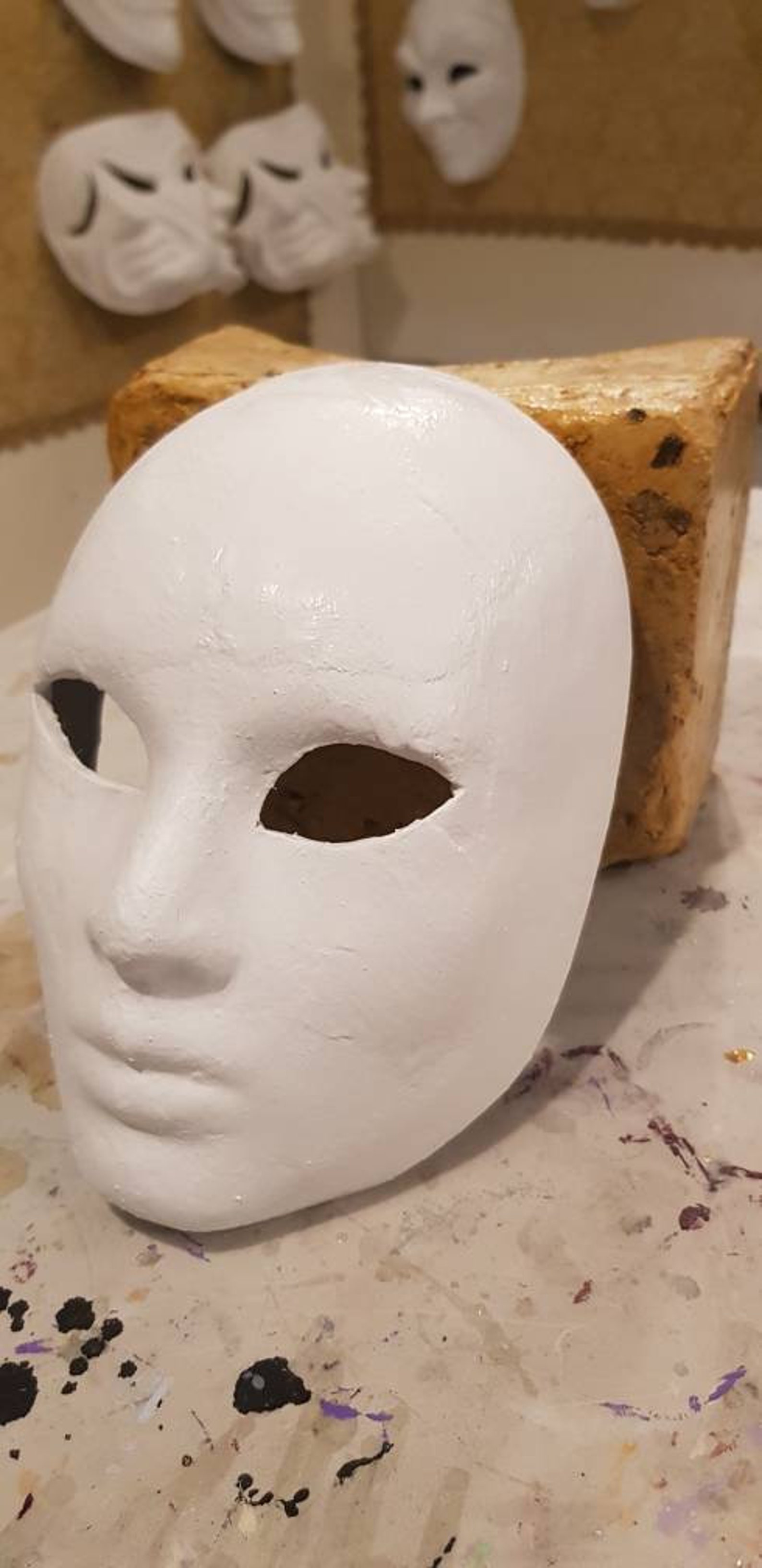 2 Venetian Masks Colombina Full Face in Papier-mâché White - Etsy