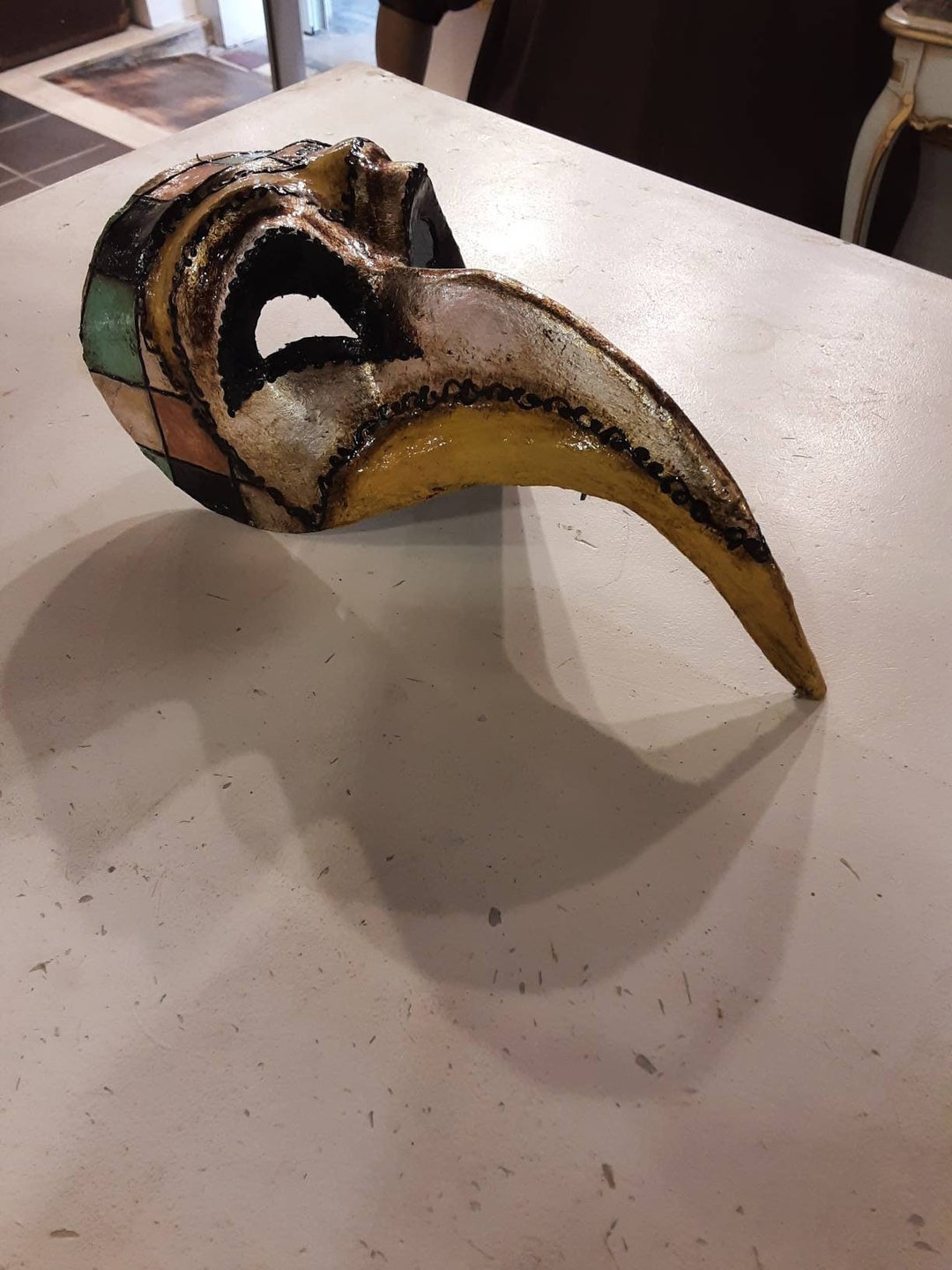 Venetian Turkish Nose Mask Plague Doctor Commedia Dell Arte in Macrame ...