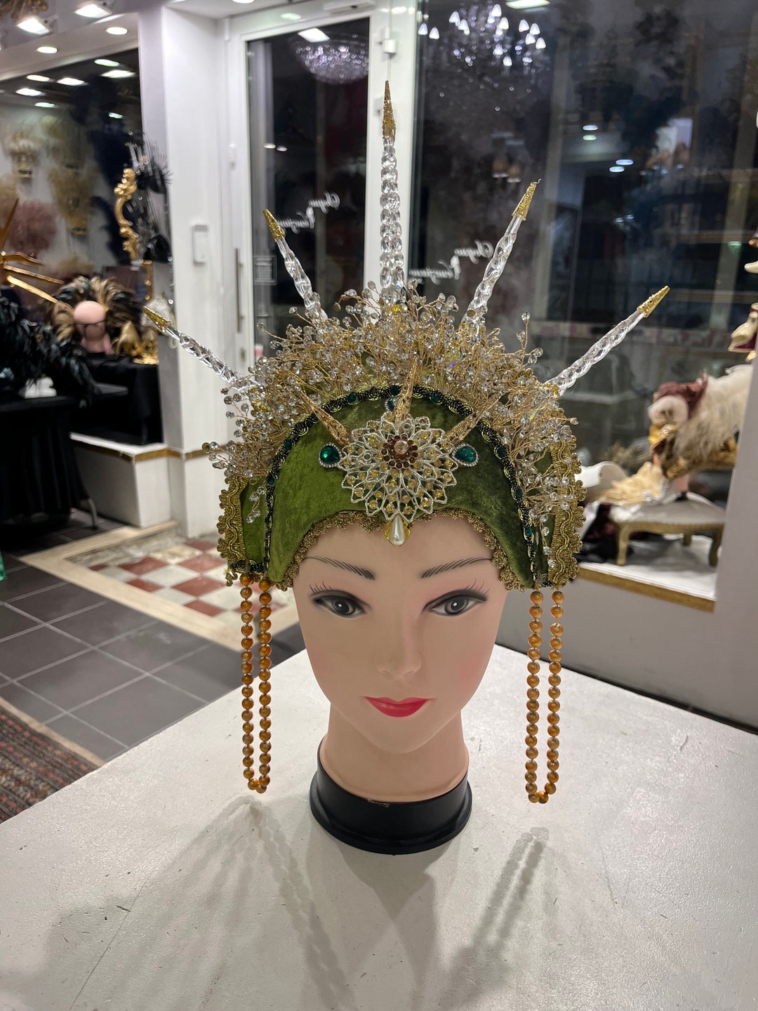 Scenic Venetian Gothic Crown, Original Papier-mâché Mask, Head Piece ...
