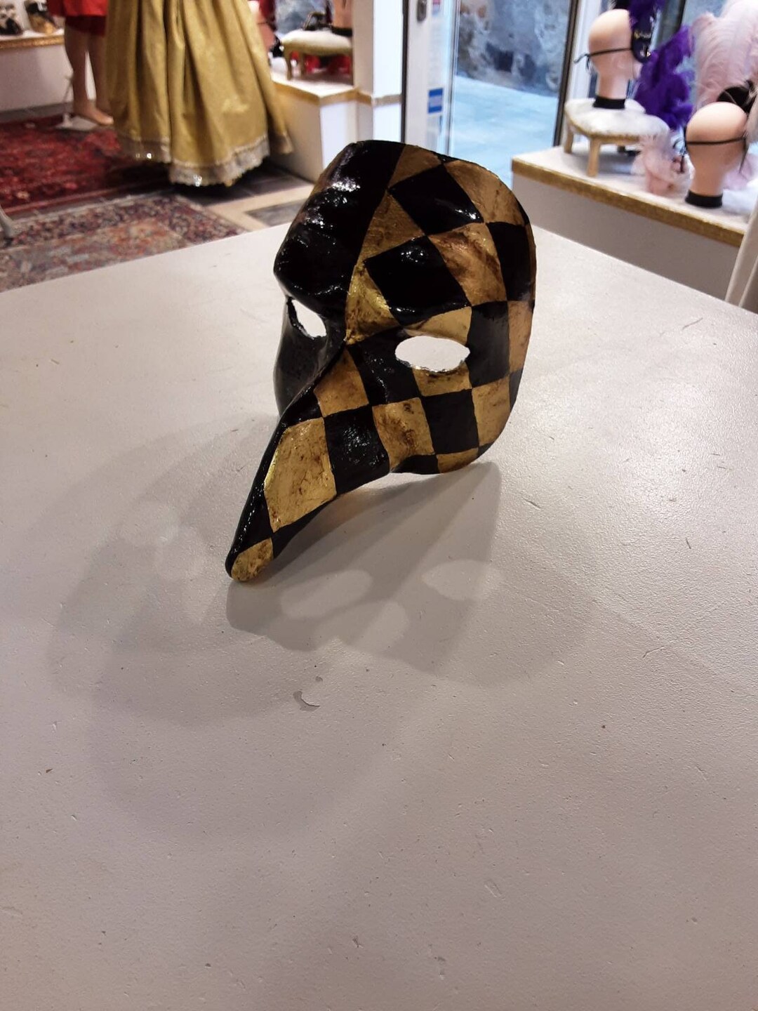 Papier-mâché Pulcinella Mask With Gold Leaf, Hand Painted and Baroque ...