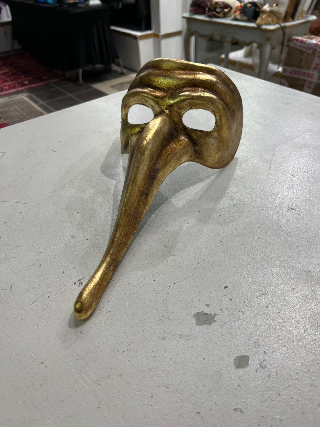 Venetian Scaramouche Commedia Dell Arte Mask in Papier-mâché With Gold ...