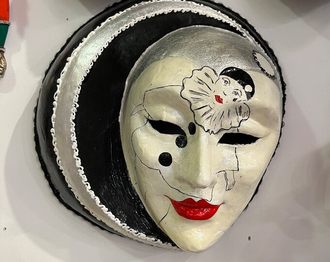 Volto Luna Pierrot Venetian Mask Full Face in Papier-mâché and Hand ...