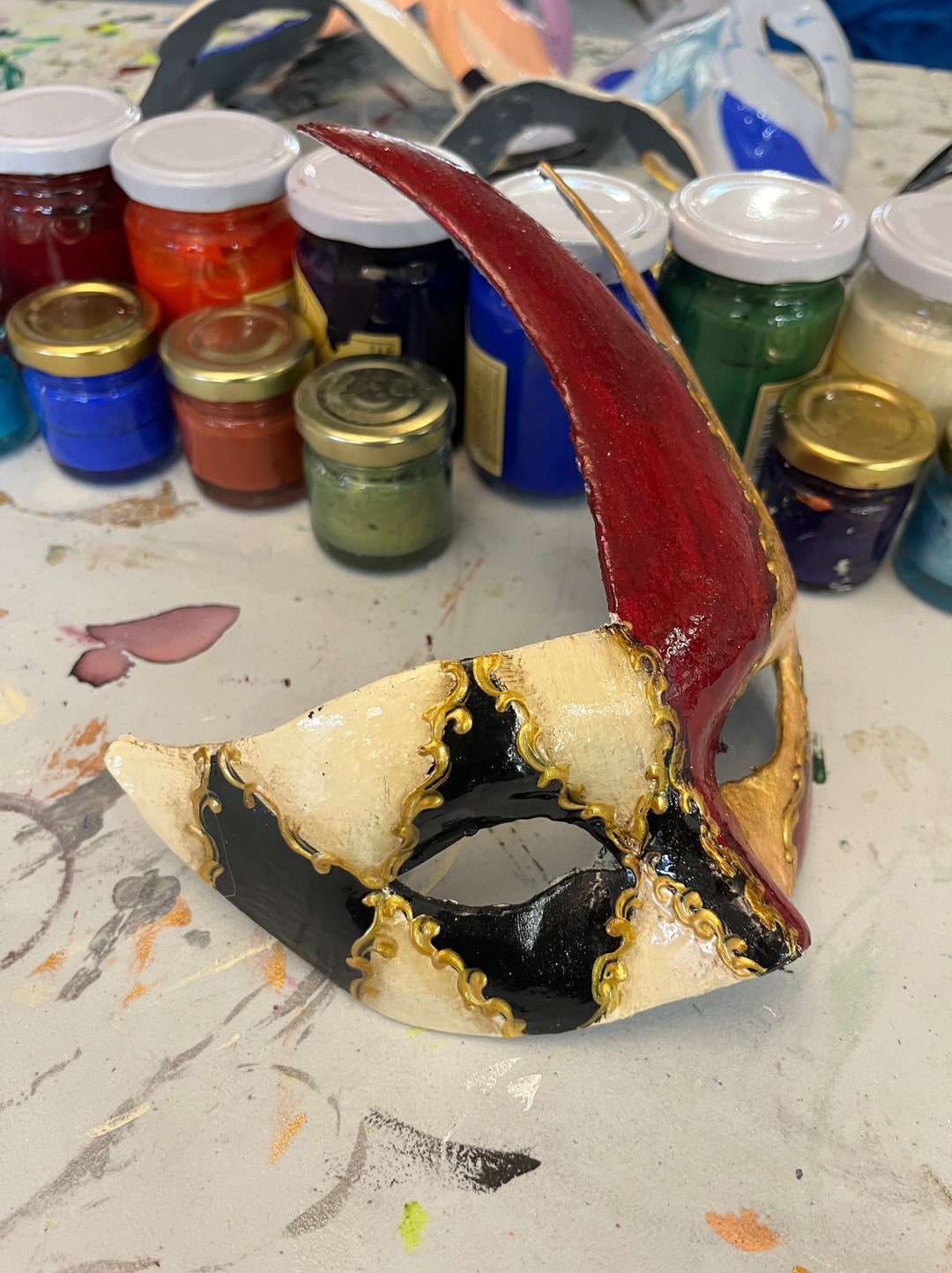 Colombina Mask in Hand Made Papier-mâché, Venetian Mask, Halloween Mask ...