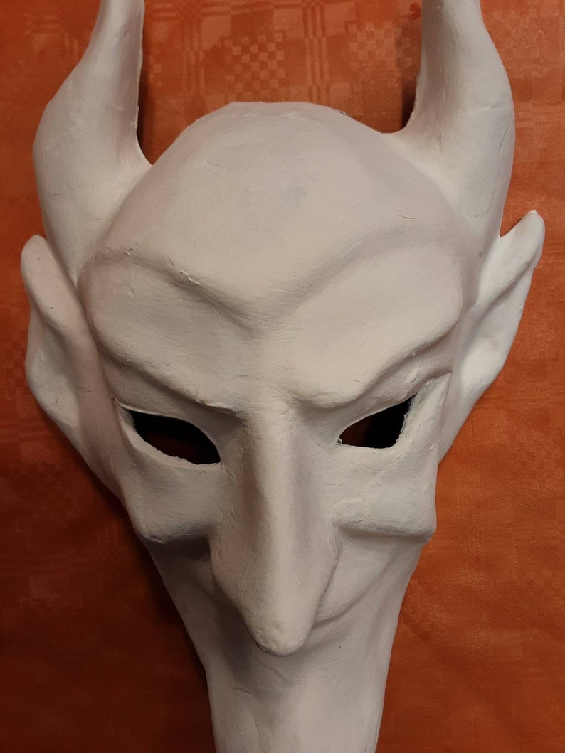 Devil White Venetian Mask to Paint in Papier-mâché, Devil Mask ...