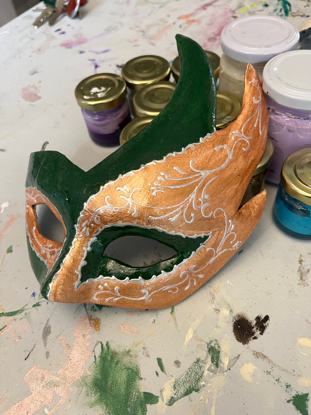 Colombina Mask in Hand Made Papier-mâché, Venetian Mask, Halloween Mask ...