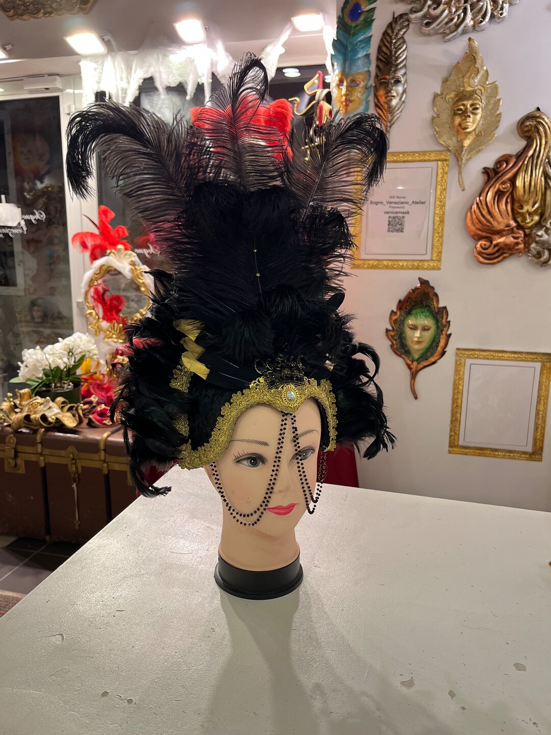 Scenic Venetian Gothic Crown, Original Papier-mâché Mask, Head Piece ...