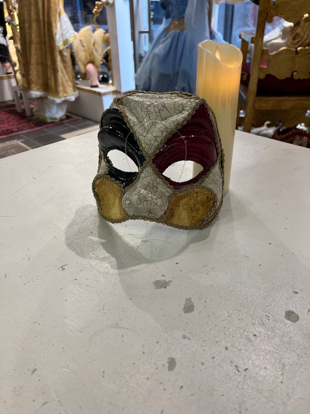 Venetian Harlequin Mask of the Commedia Dell Arte in Papier-mâché and ...