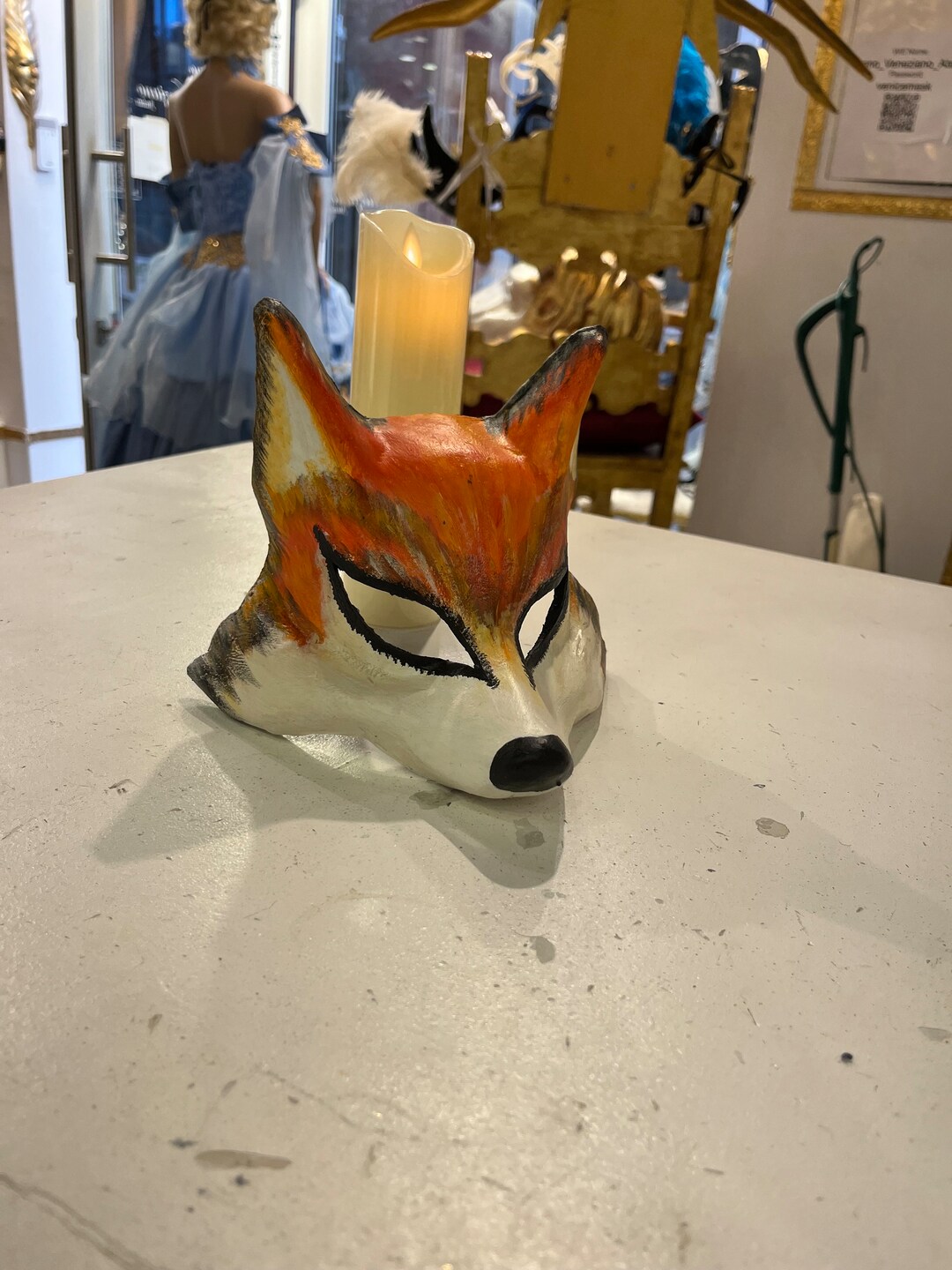 Fox Baroque Venetian Fox Mask in Papier-mâché Painted in Various Colors ...