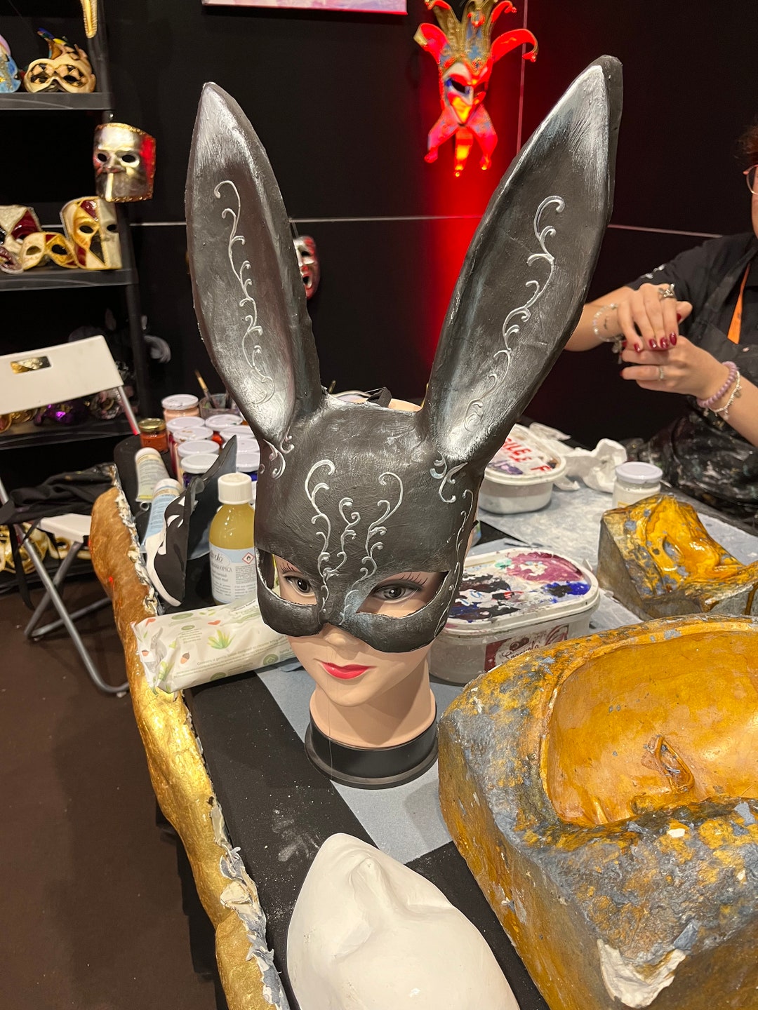 Venetian Rabbit Mask in Papier-mâché, Handmade, Hand Made, Paper Mache ...