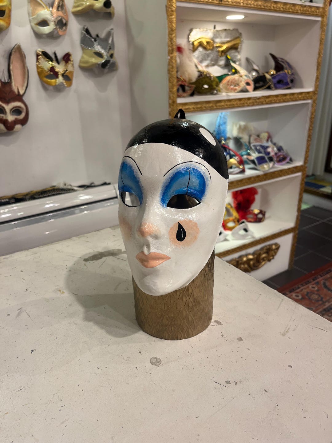 Volto Luna Pierrot Venetian Mask Full Face in Papier-mâché and Hand ...