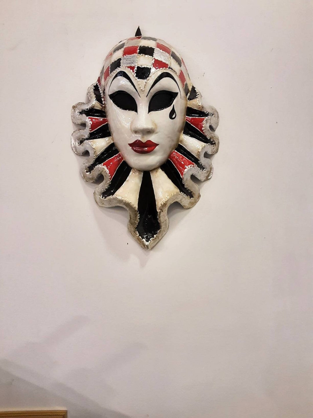 Hand-painted Venetian Mask Pierrot Silver Leaf and Baroque - Etsy