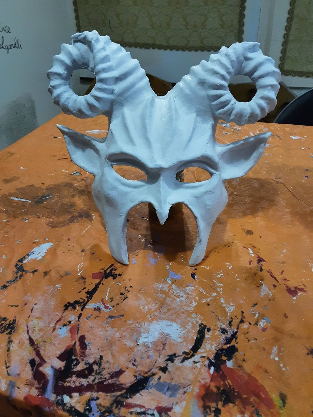 Unisex Venetian White Devil Mask to Be Painted in Papier-mâché, Hand ...