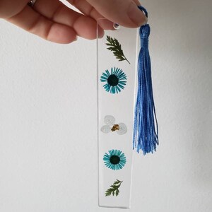 Resin Blue Flower Bookmark, Tassel Bookmark, Floral Bookmark, Unique ...