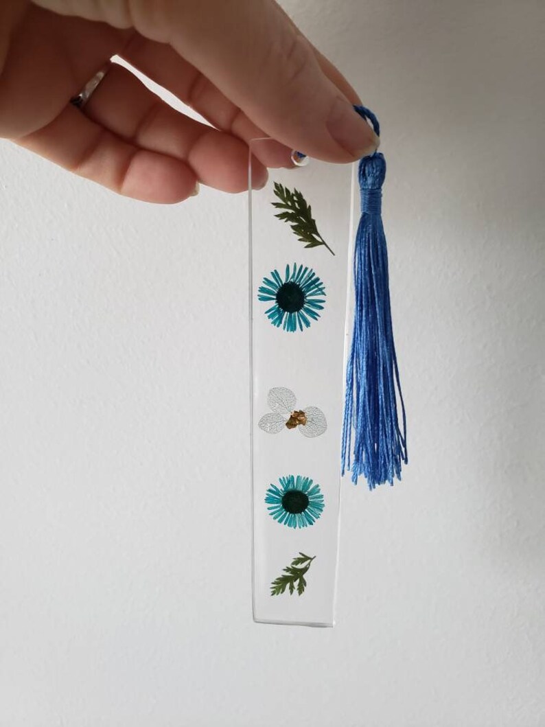Resin Blue Flower Bookmark Tassel Bookmark Floral Bookmark - Etsy