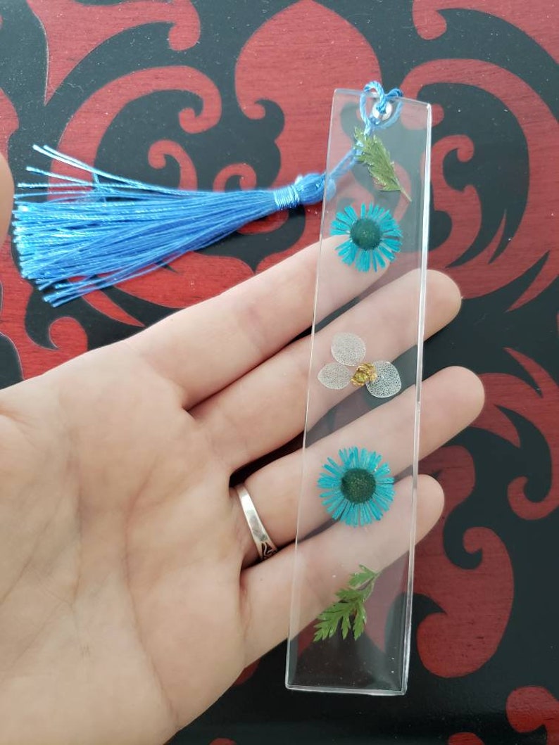 Resin Blue Flower Bookmark Tassel Bookmark Floral Bookmark - Etsy