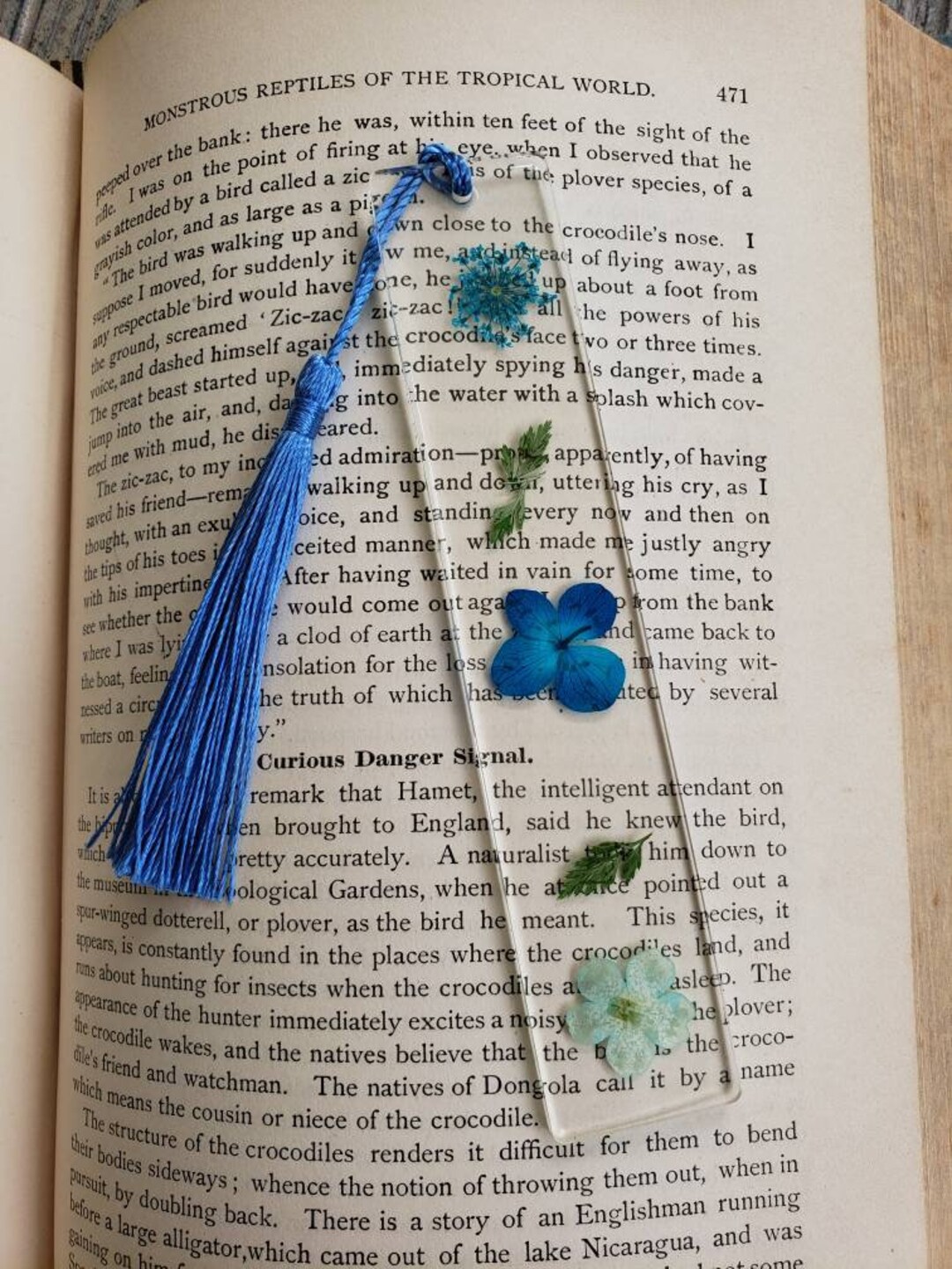 Blue Flower Resin Bookmark - Etsy