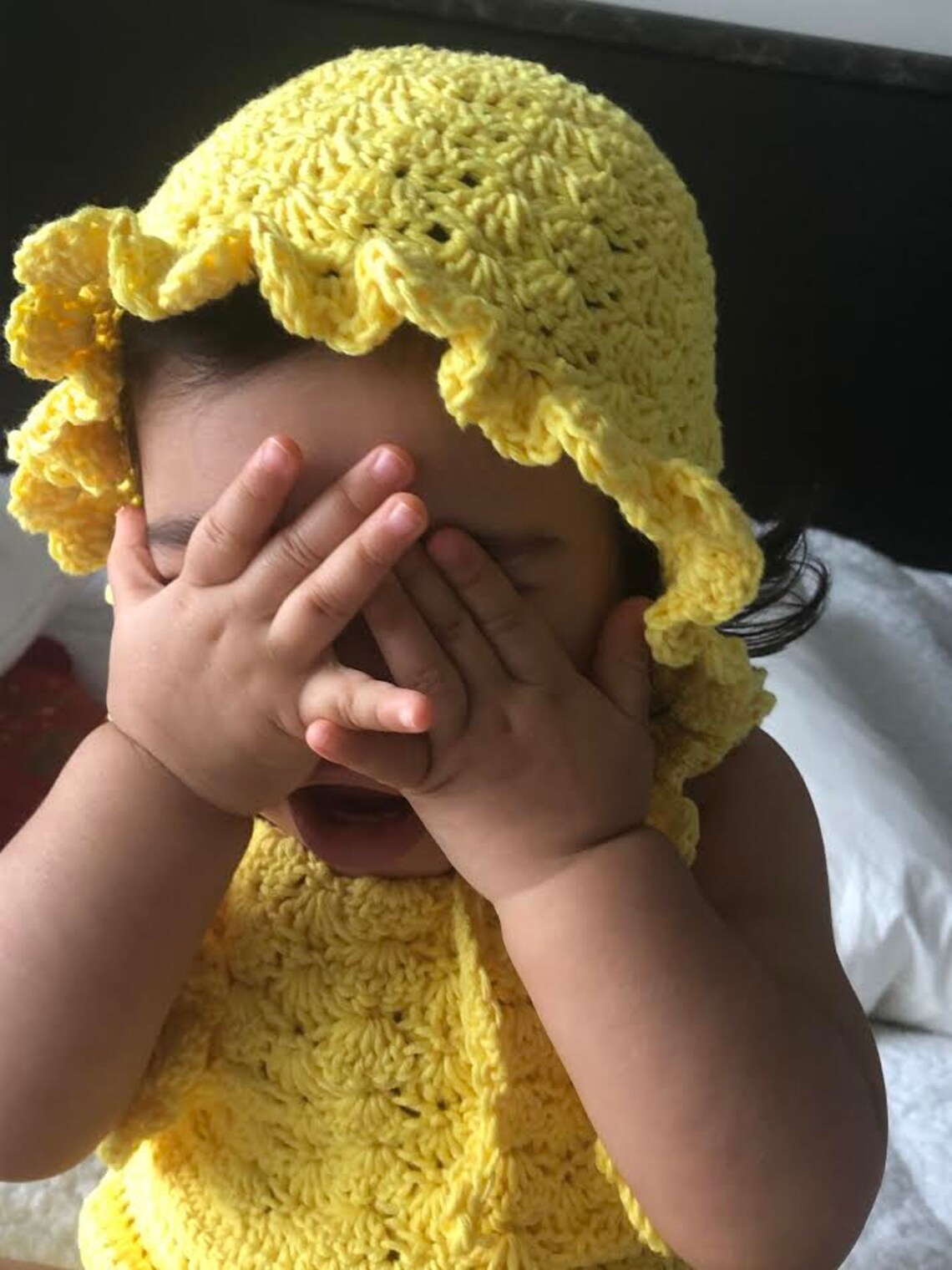 Crochet PATTERN- Shell Ruffle Bonnet/ Baby Bonnet Pattern (0-6, 6-12 ...