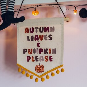 Autumn Leaves & Pumpkin Please Canvas Pennant Flag Banner - Etsy