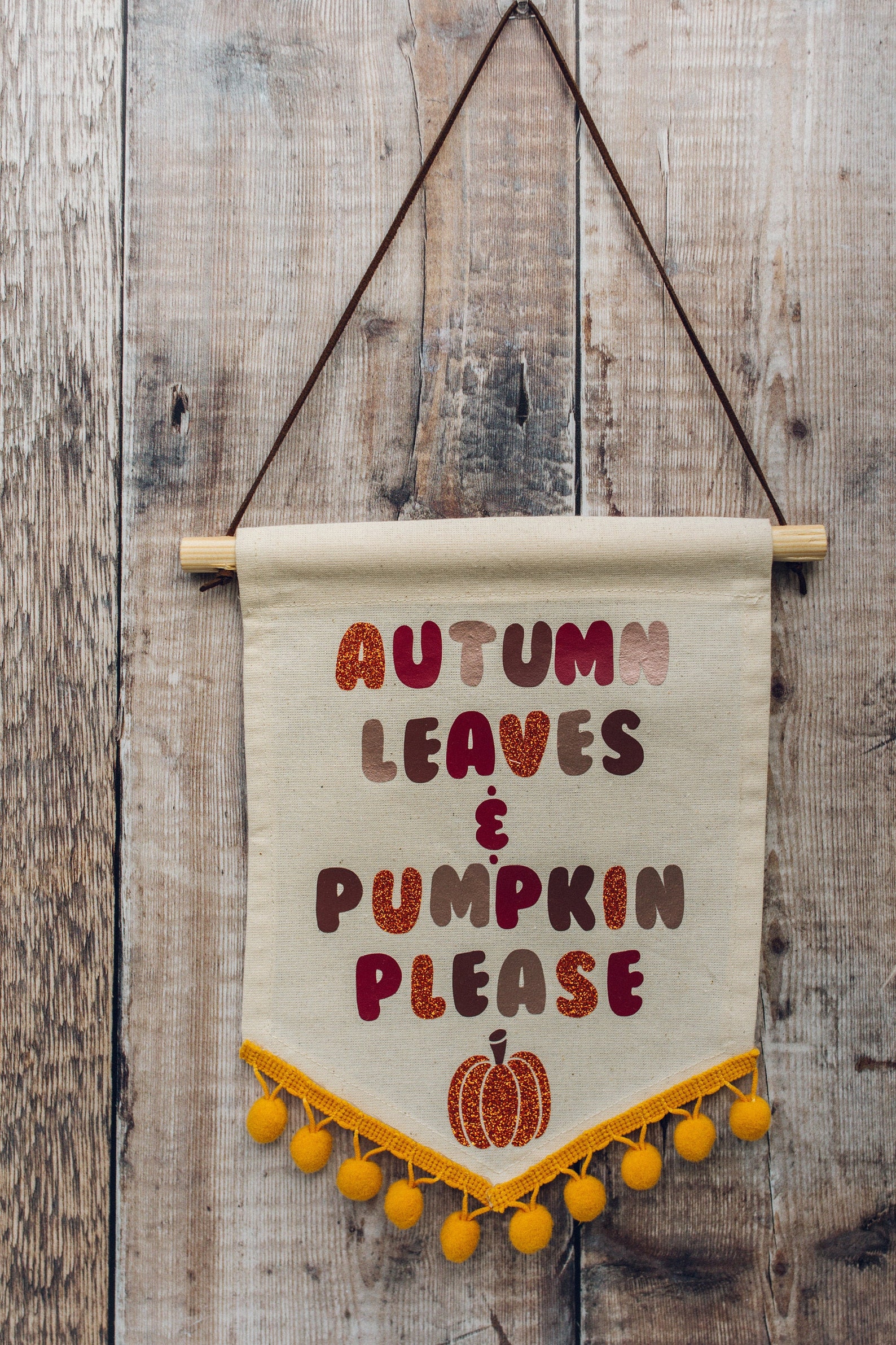 Autumn Leaves & Pumpkin Please Canvas Pennant Flag Banner | Etsy