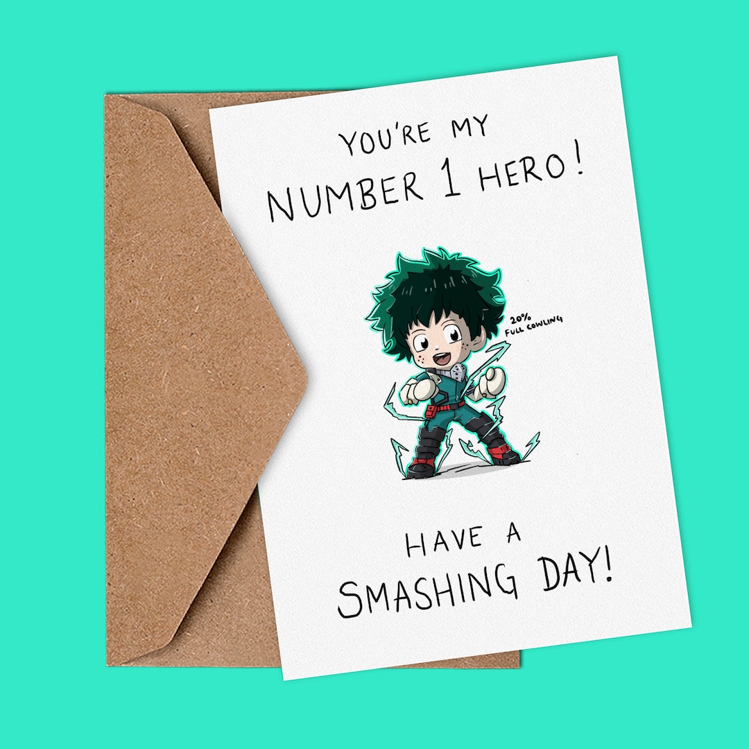 Anime Card, Cute A6, Anime, Manga, Plus Ultra, Smash, Inspired Birthday ...