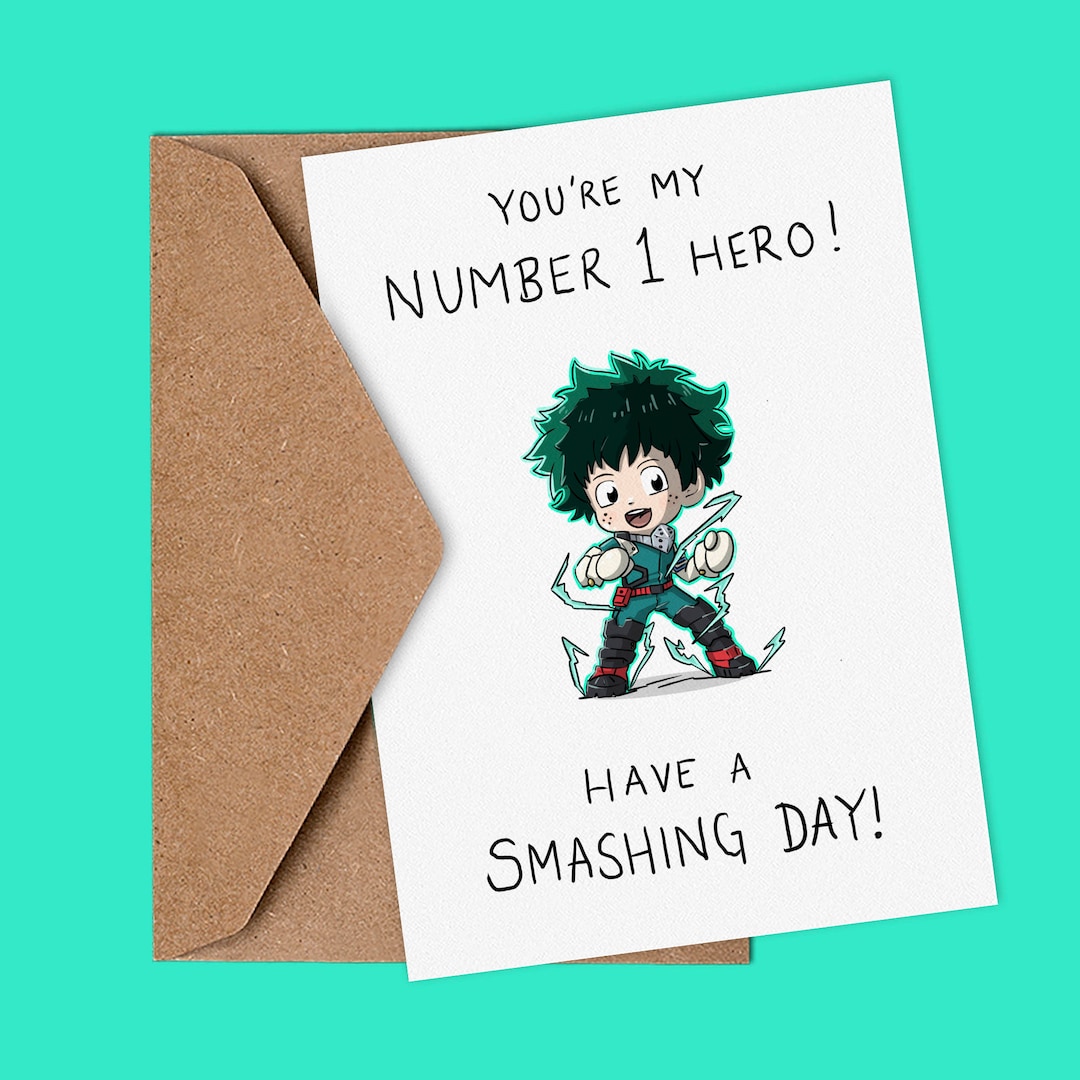 Anime Card, Cute A6, Anime, Manga, Plus Ultra, Smash, Inspired Birthday ...