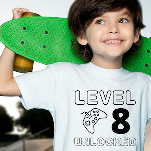 Level 8 Unlocked Shirt, 8th Birthday Shirt, Funny Gamer Birthday, 8th ...