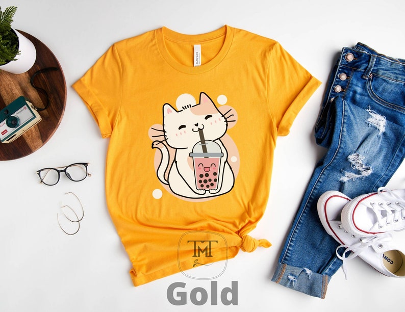 Cute Anime Kawaii Neko Cat Boba Tea Bubble Tea Clothing for - Etsy