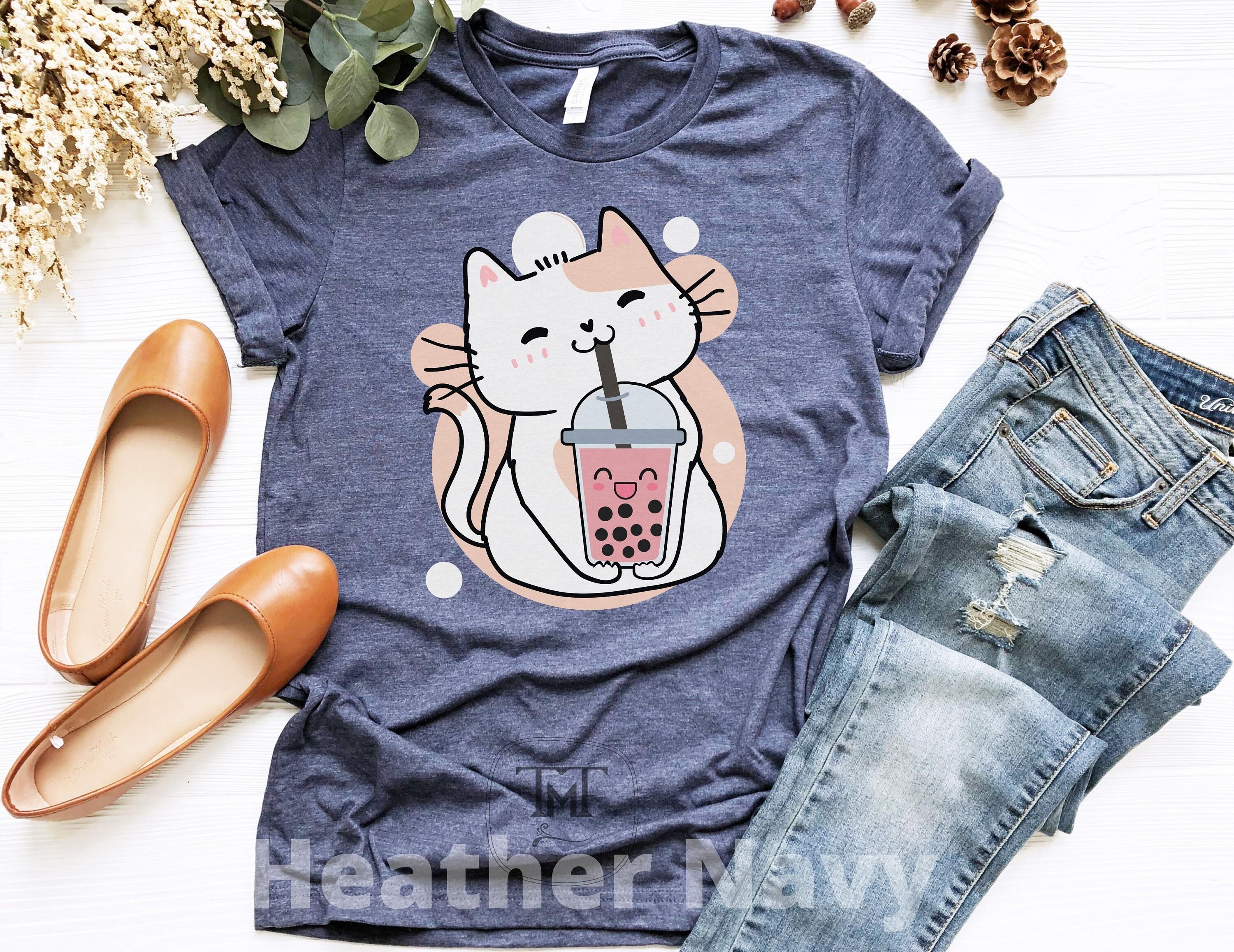 Cute Anime Kawaii Neko Cat Boba Tea Bubble Tea Clothing for - Etsy