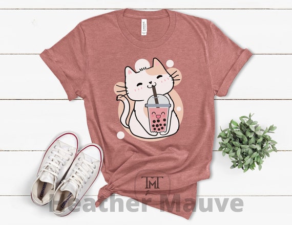 Cute Anime Kawaii Neko Cat Boba Tea Bubble Tea Clothing for - Etsy