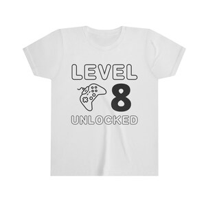 Level 8 Unlocked Shirt, 8th Birthday Shirt, Funny Gamer Birthday, 8th ...