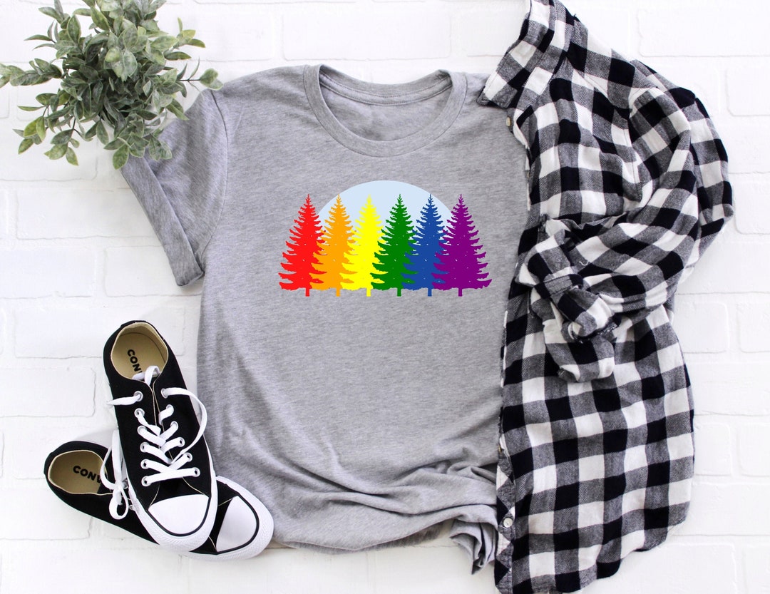 LGBT Pride Shirt, Rainbow Pine Tree With Sunset Shirt, Gay Shirt - Etsy