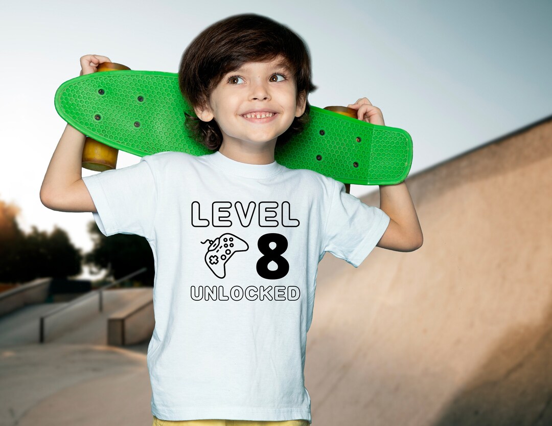 Level 8 Unlocked Shirt, 8th Birthday Shirt, Funny Gamer Birthday, 8th ...
