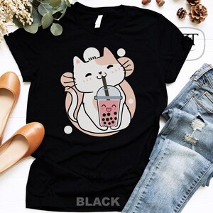 Cute Anime Kawaii Neko Cat Boba Tea Bubble Tea, Clothing for Cat Lovers ...