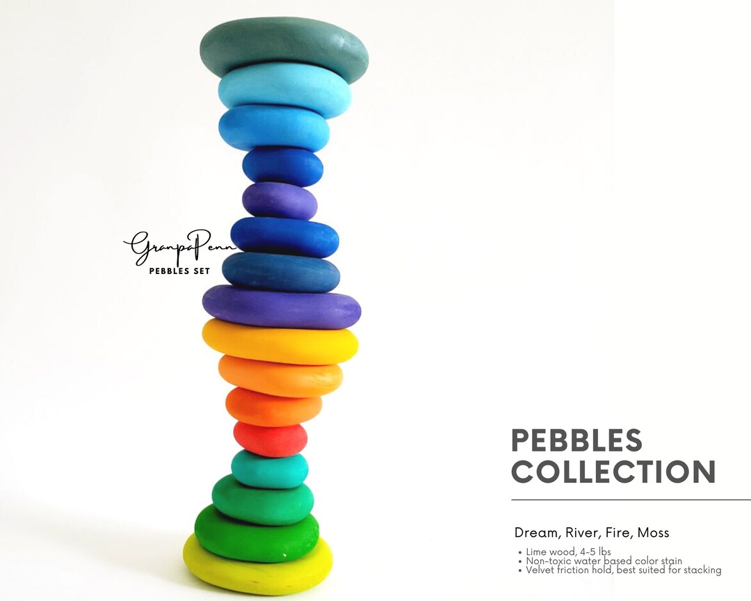 Grimm's Style Stacking Pebbles: Natural Wood Toy Set - Etsy