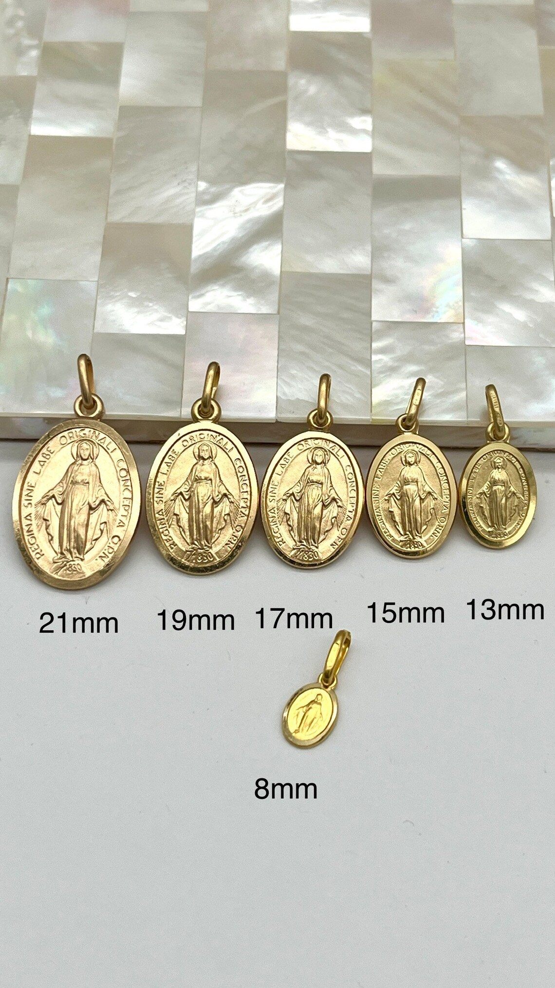 Our Lady of the Miraculous, 21mm, 10K 14K 18K Solid Gold Religious ...