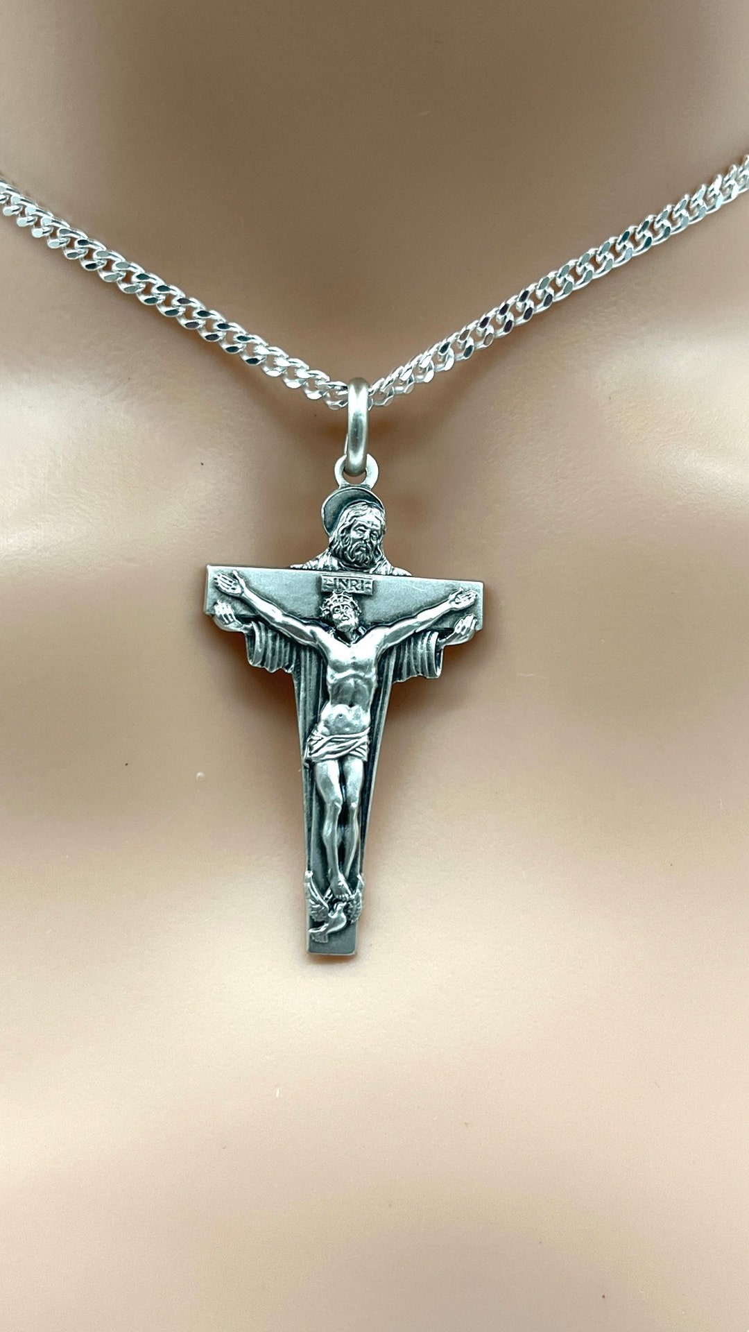 Holy Trinity Cross Pendant, Solid 925 Sterling Silver, Religious ...