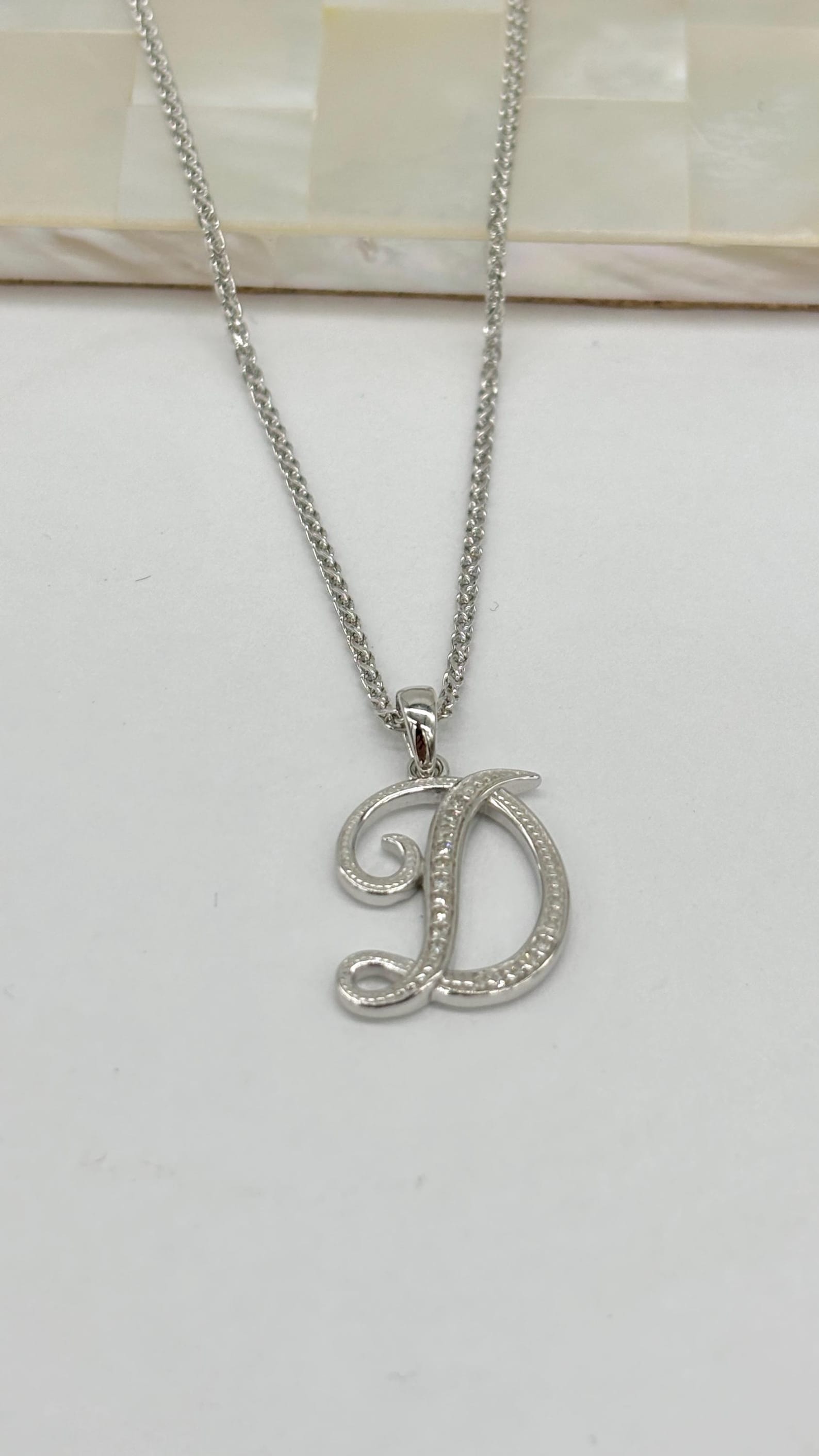 D Initial Pendant, 10K Gold Diamond Script Initial Necklace ...