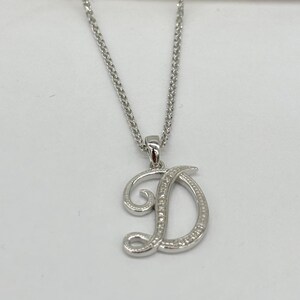 D Initial Pendant, 10K Gold Diamond Script Initial Necklace ...