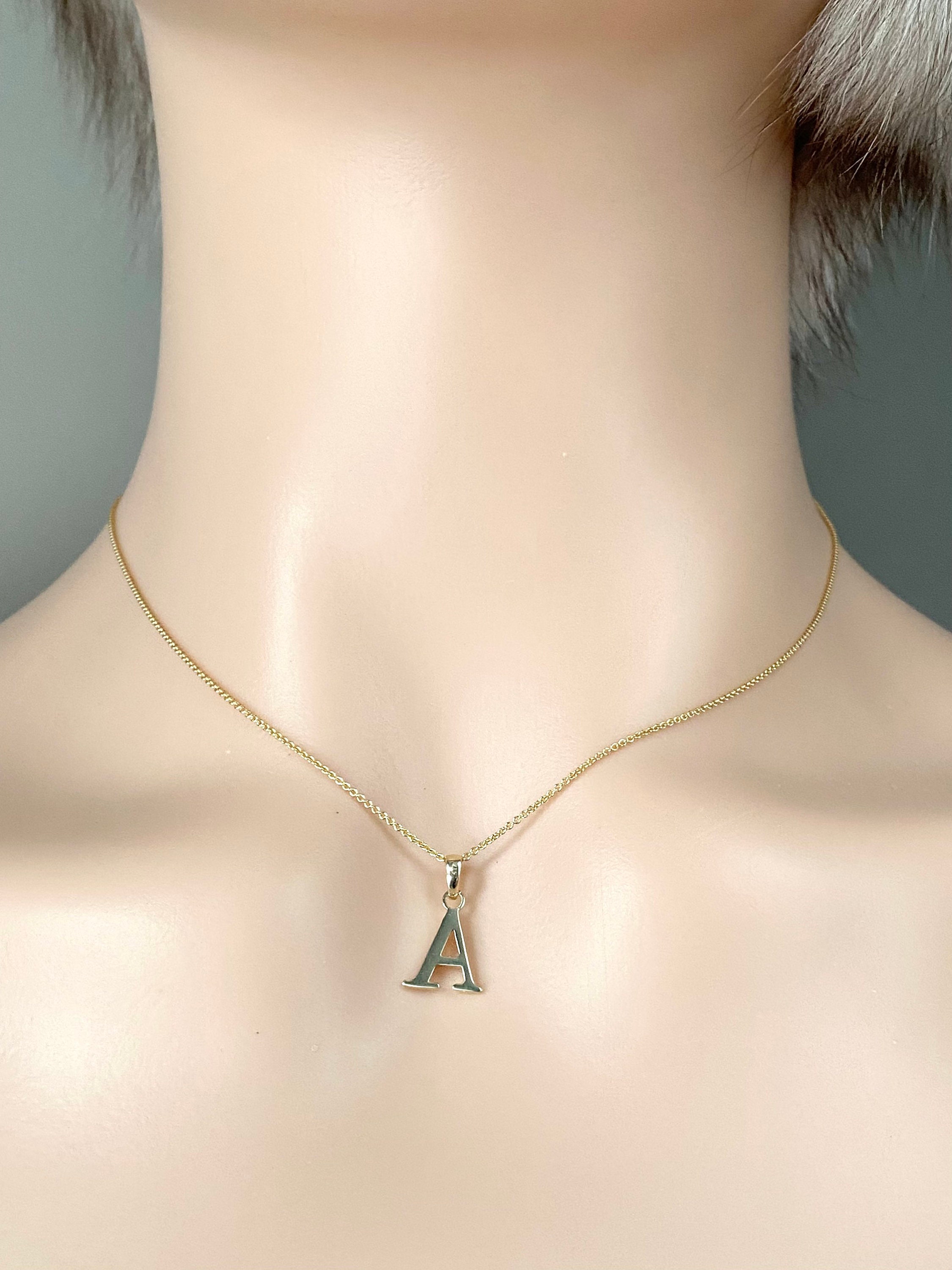 A Letter Pendant Gold 10K Solid Gold Small Letter Necklace - Etsy