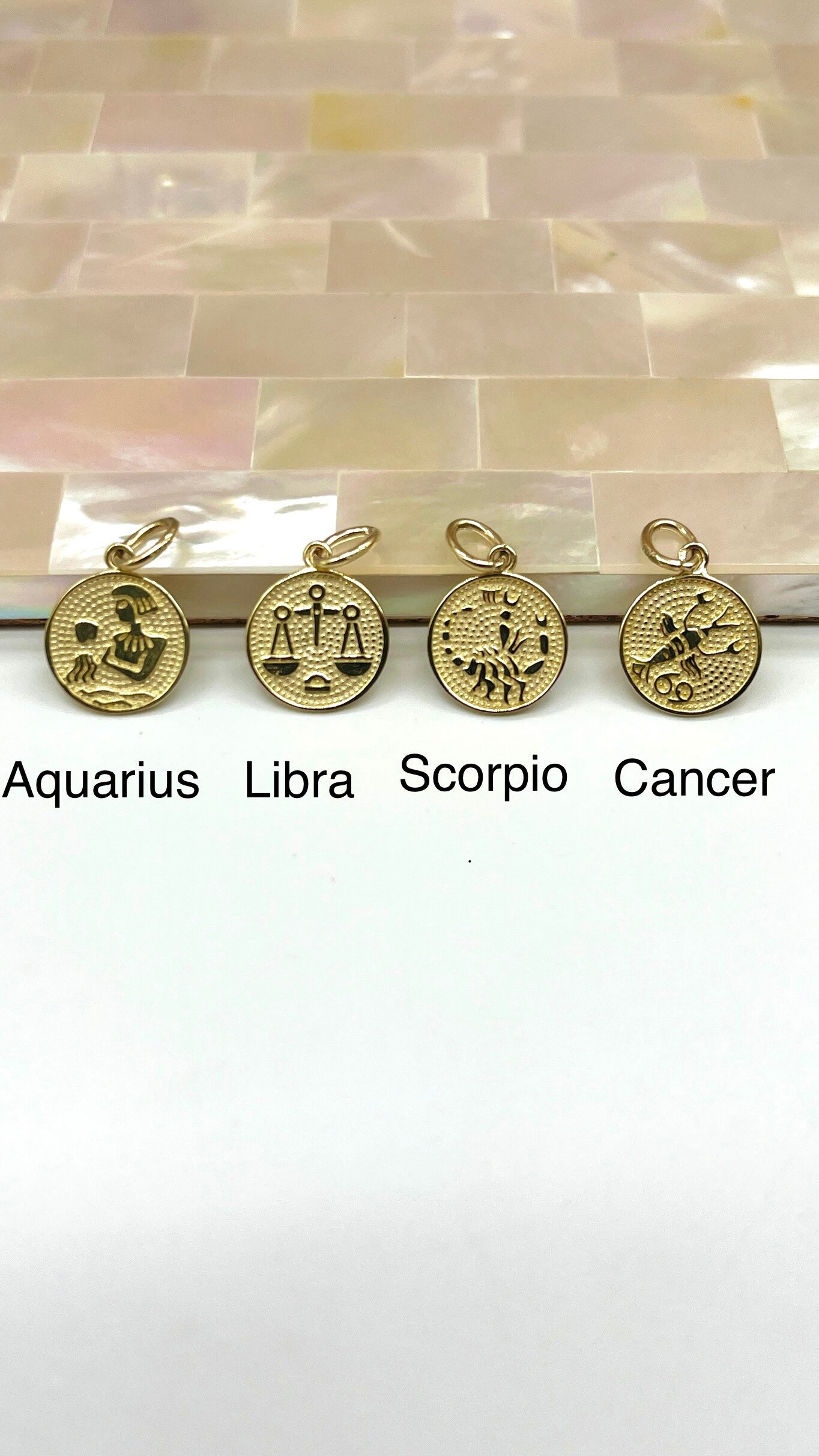 Zodiac Signs Gold Pendant 10K Solid Gold 10mm Small Pendant - Etsy