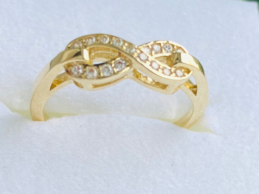 Infinity Gold Ring, 14K Solid Gold CZ Infinity Ring, Gold Engagement ...