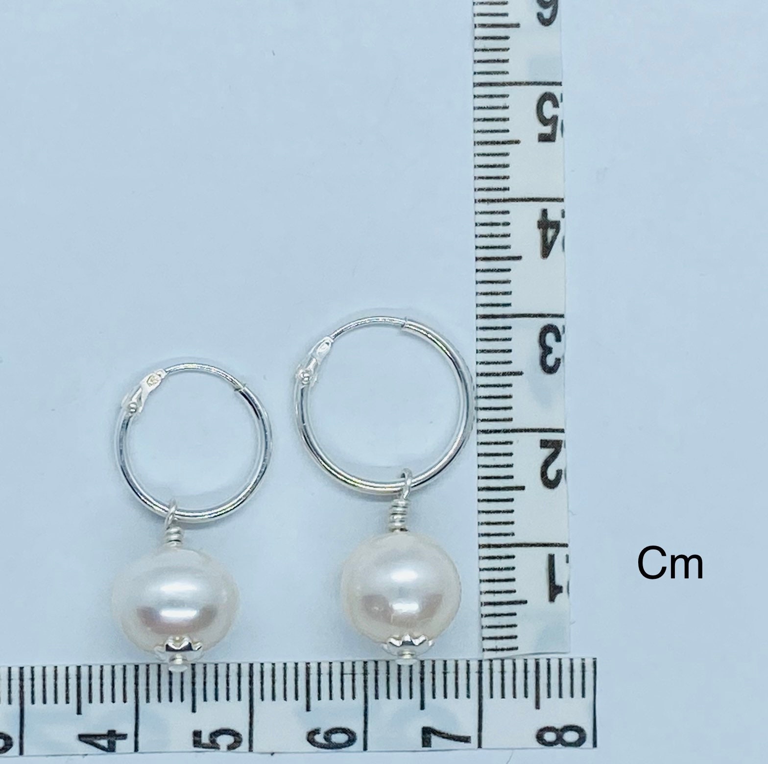 Natural Pearl Hoop Earrings, 10MM Freshwater Pearl Earrings, Pearl ...